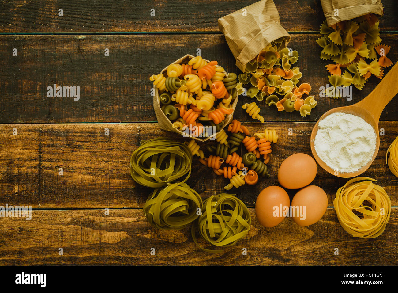 different types of colored pasta with various shapes Stock Photo - Alamy