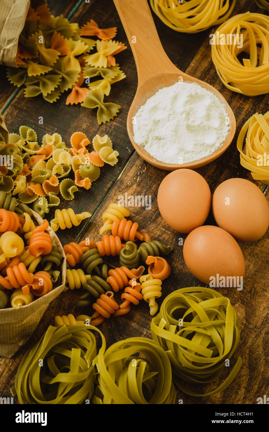 different types of colored pasta with various shapes Stock Photo - Alamy