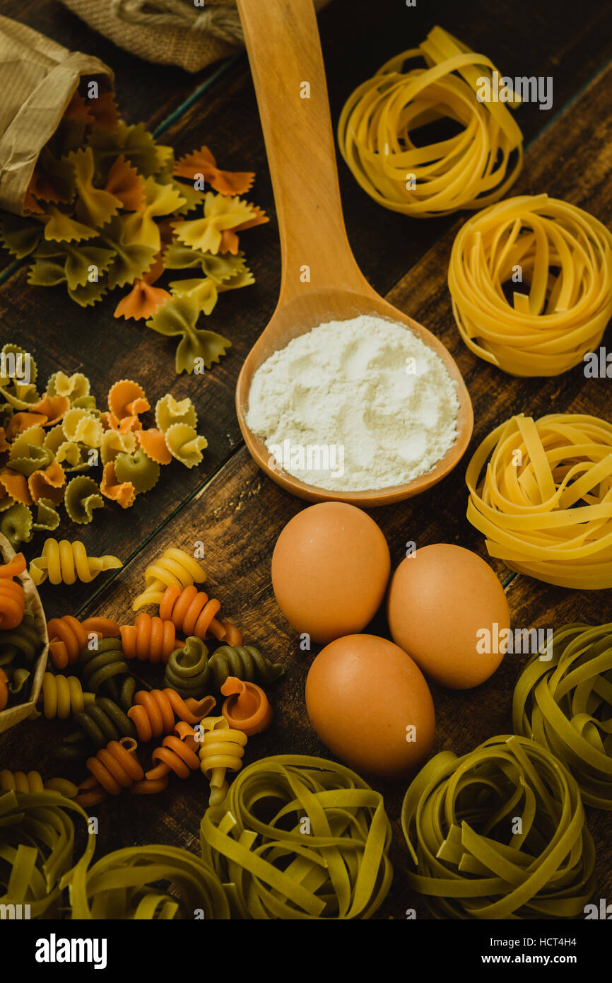 different types of colored pasta with various shapes Stock Photo - Alamy