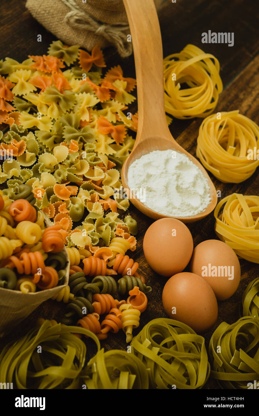 different types of colored pasta with various shapes Stock Photo - Alamy