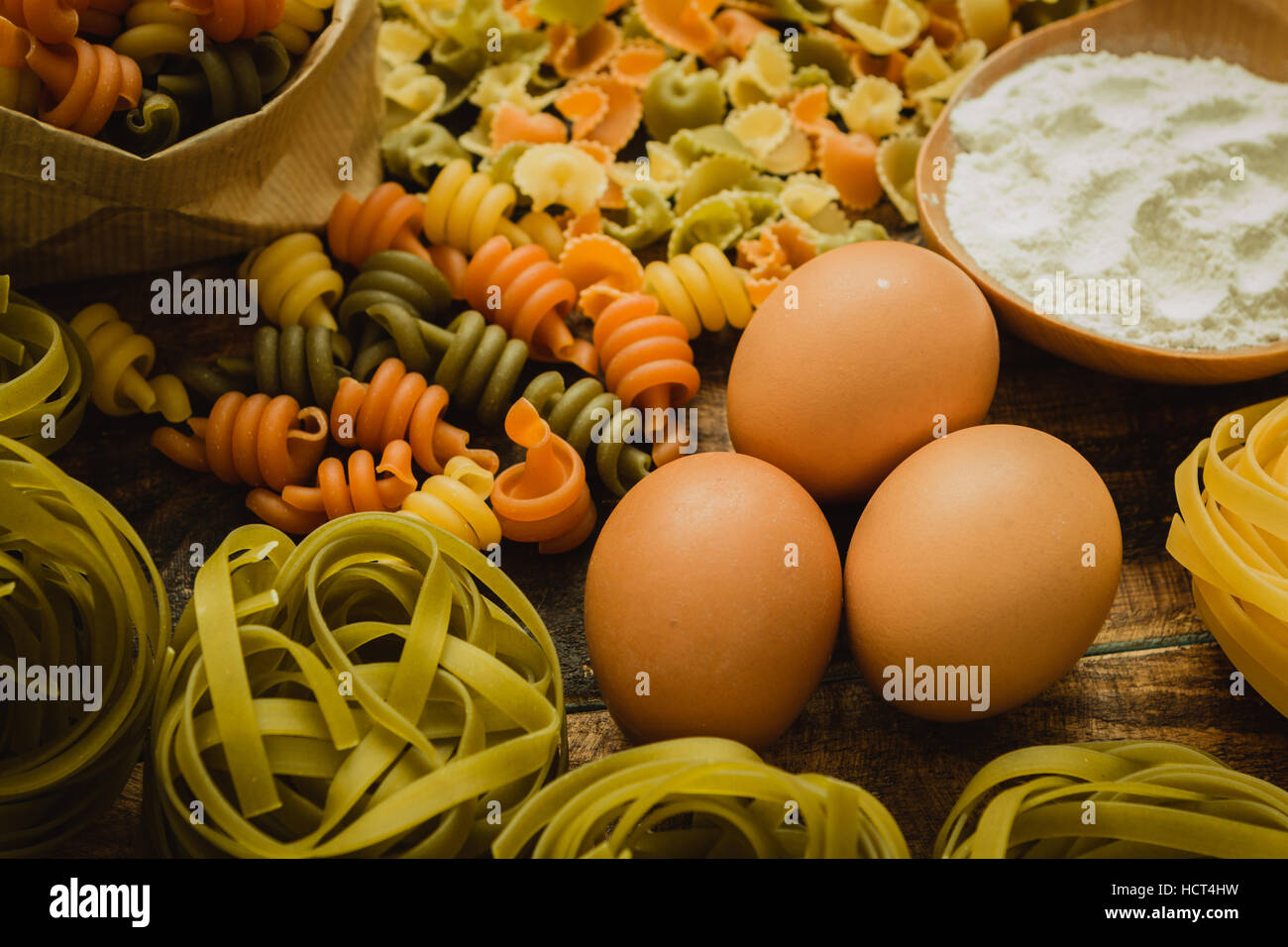 different types of colored pasta with various shapes Stock Photo - Alamy