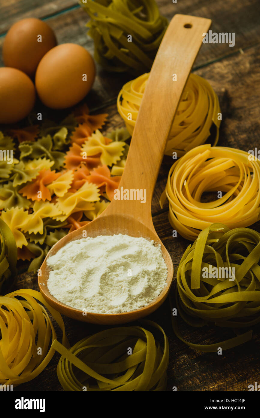 different types of colored pasta with various shapes Stock Photo - Alamy