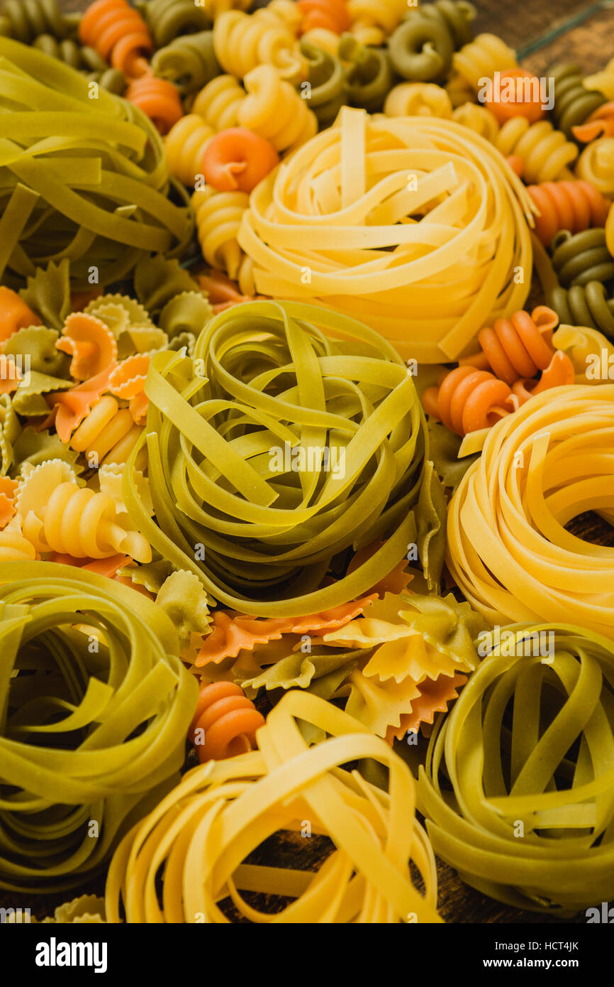 Different types of colored pasta with various shapes Stock Photo - Alamy