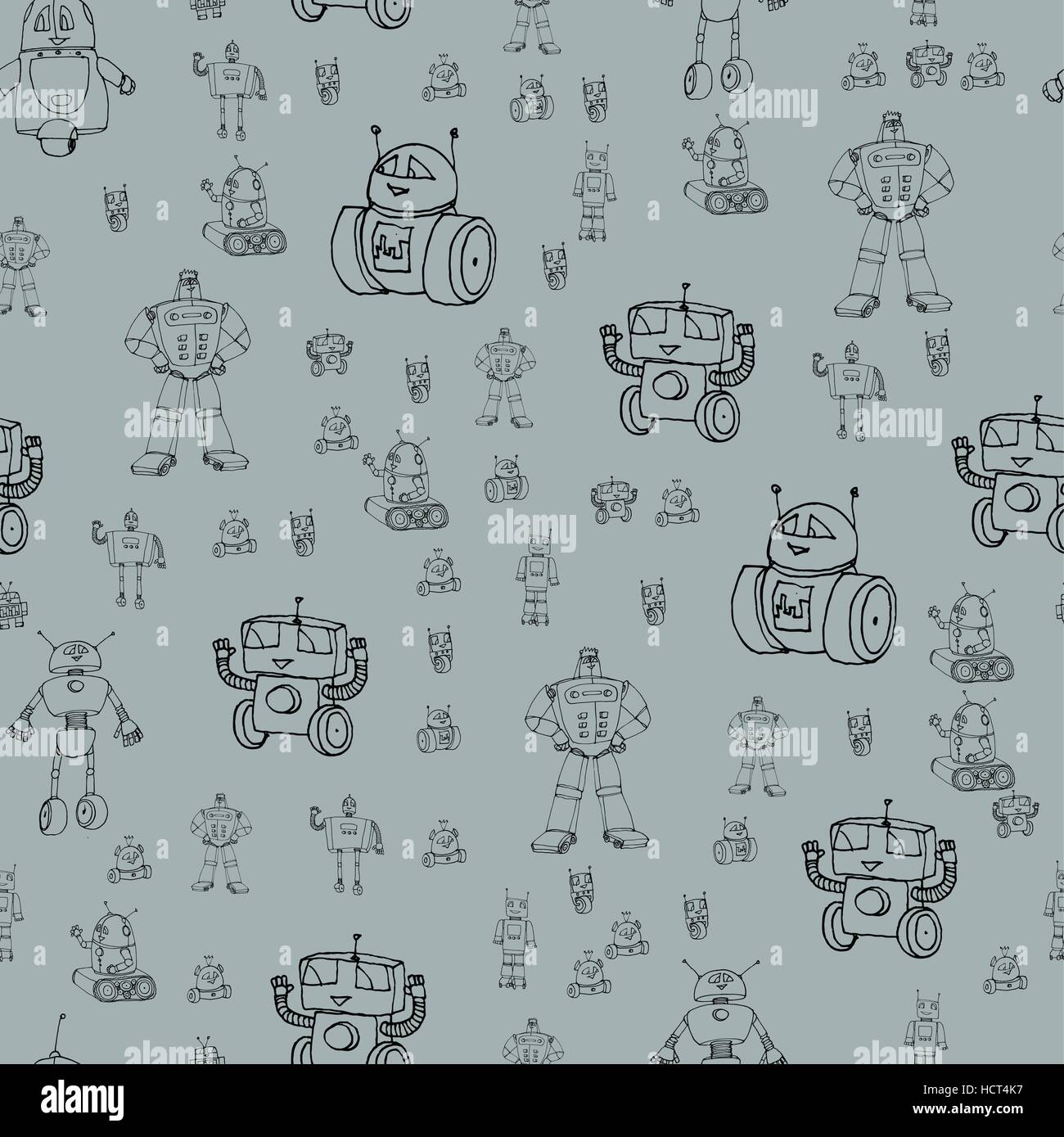 Robot doodles pattern Stock Vector Image & Art - Alamy