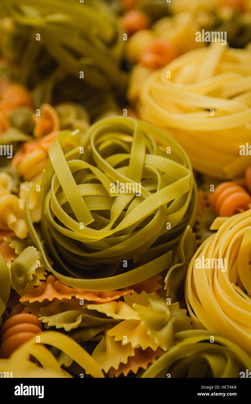 Different types of colored pasta with various shapes Stock Photo - Alamy
