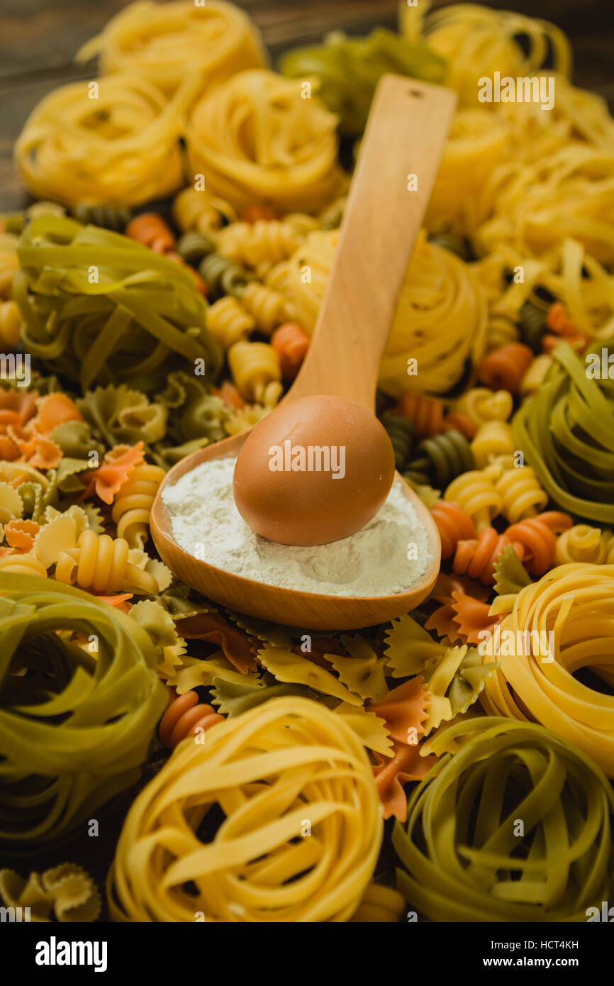 different types of colored pasta with various shapes Stock Photo - Alamy