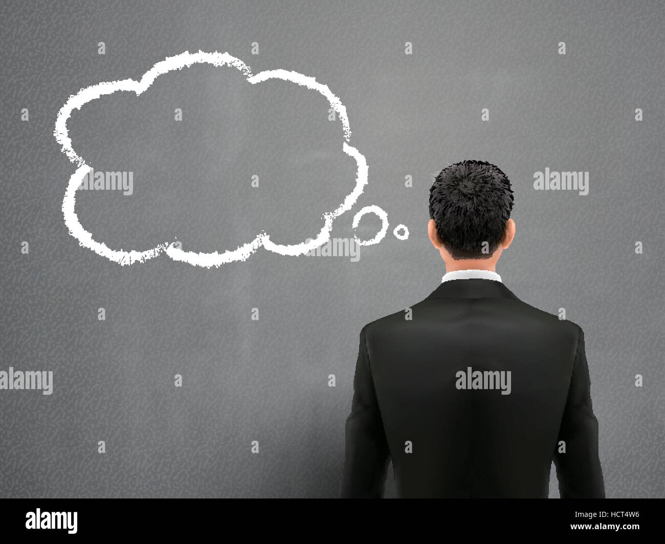businessman with cloud thought sketch over grey background Stock Vector ...
