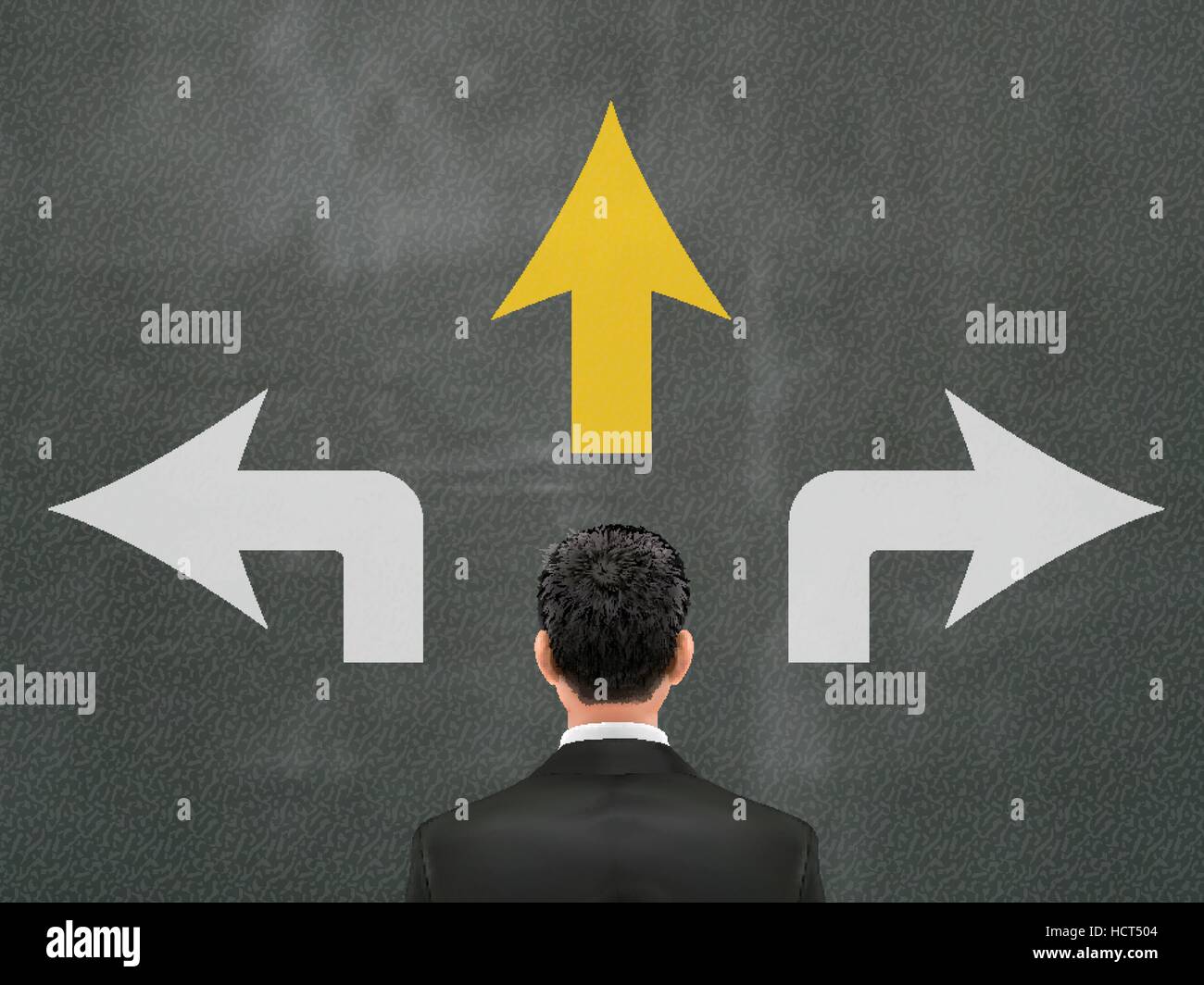 businessman faces different choices over black wall Stock Vector Image ...