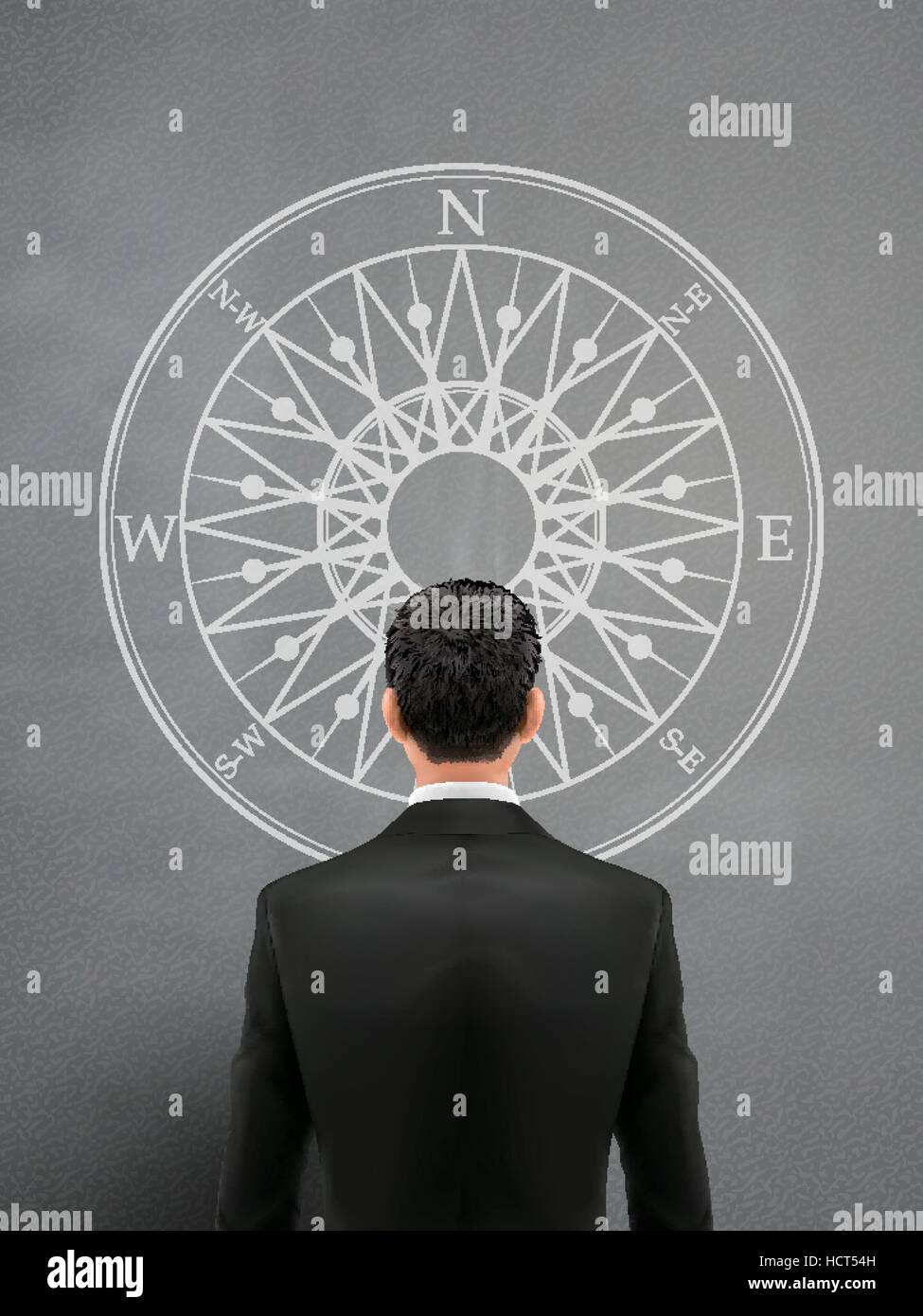businessman looking at compass over grey background Stock Vector Image ...