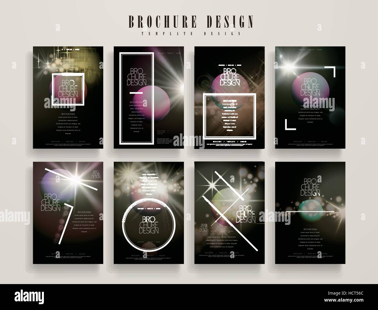 modern brochure template design set with sphere and glitter elements ...