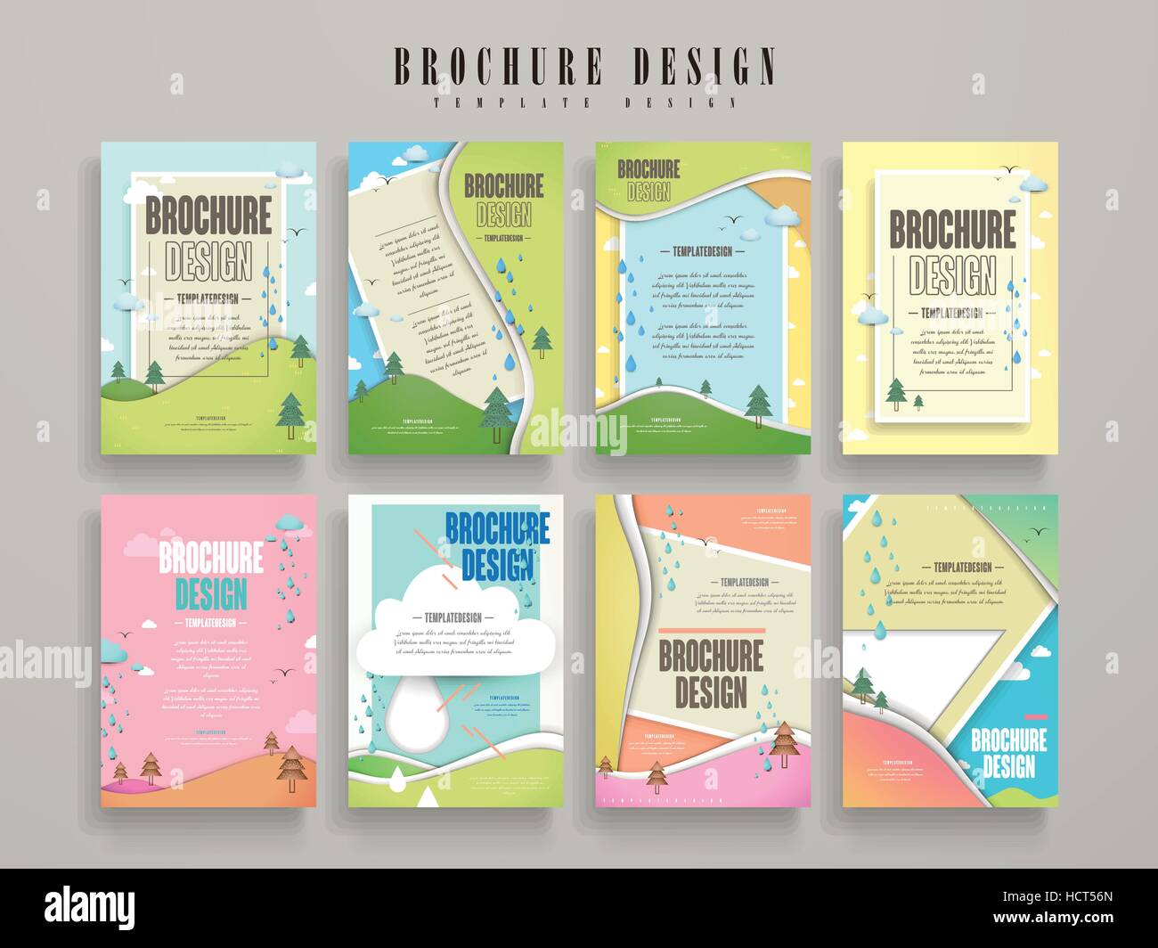 lovely brochure template design set with nature scenery Stock Vector ...