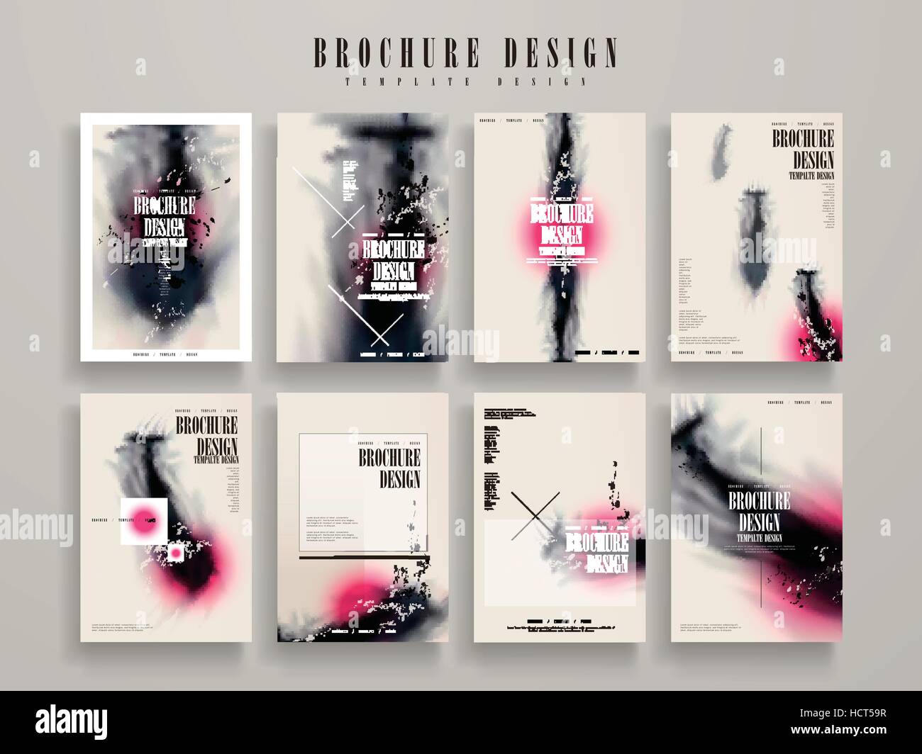 abstract brochure template design set with blurred flow liquid elements ...