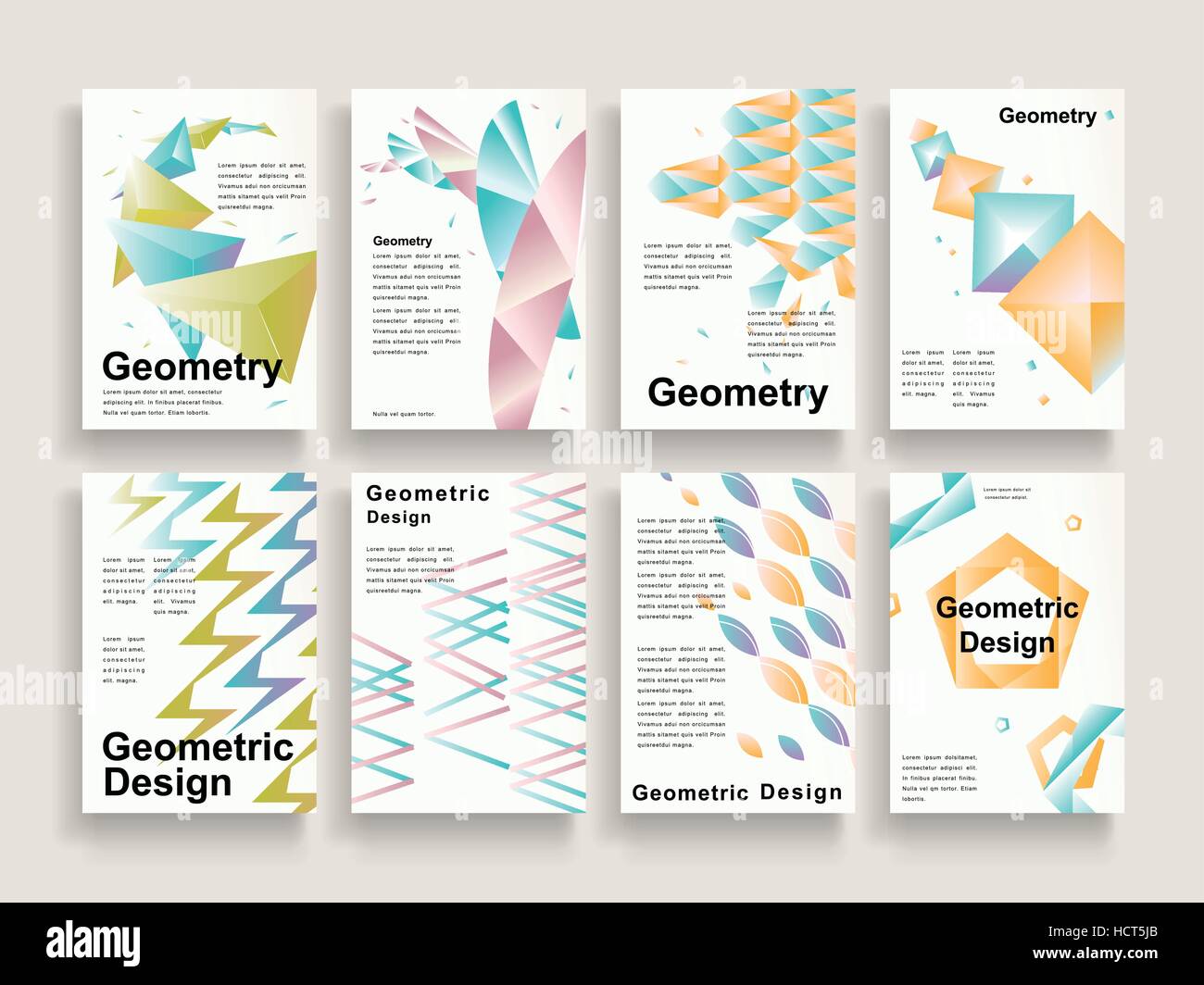 graceful brochure template design set with geometric elements Stock ...