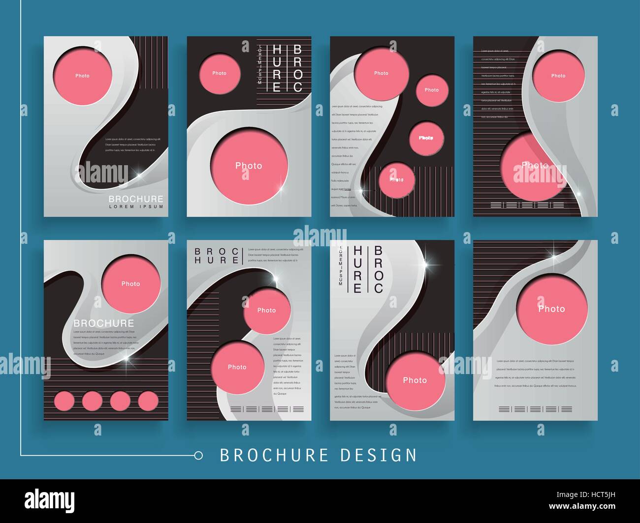 trendy brochure template design set with curvy elements Stock Vector ...