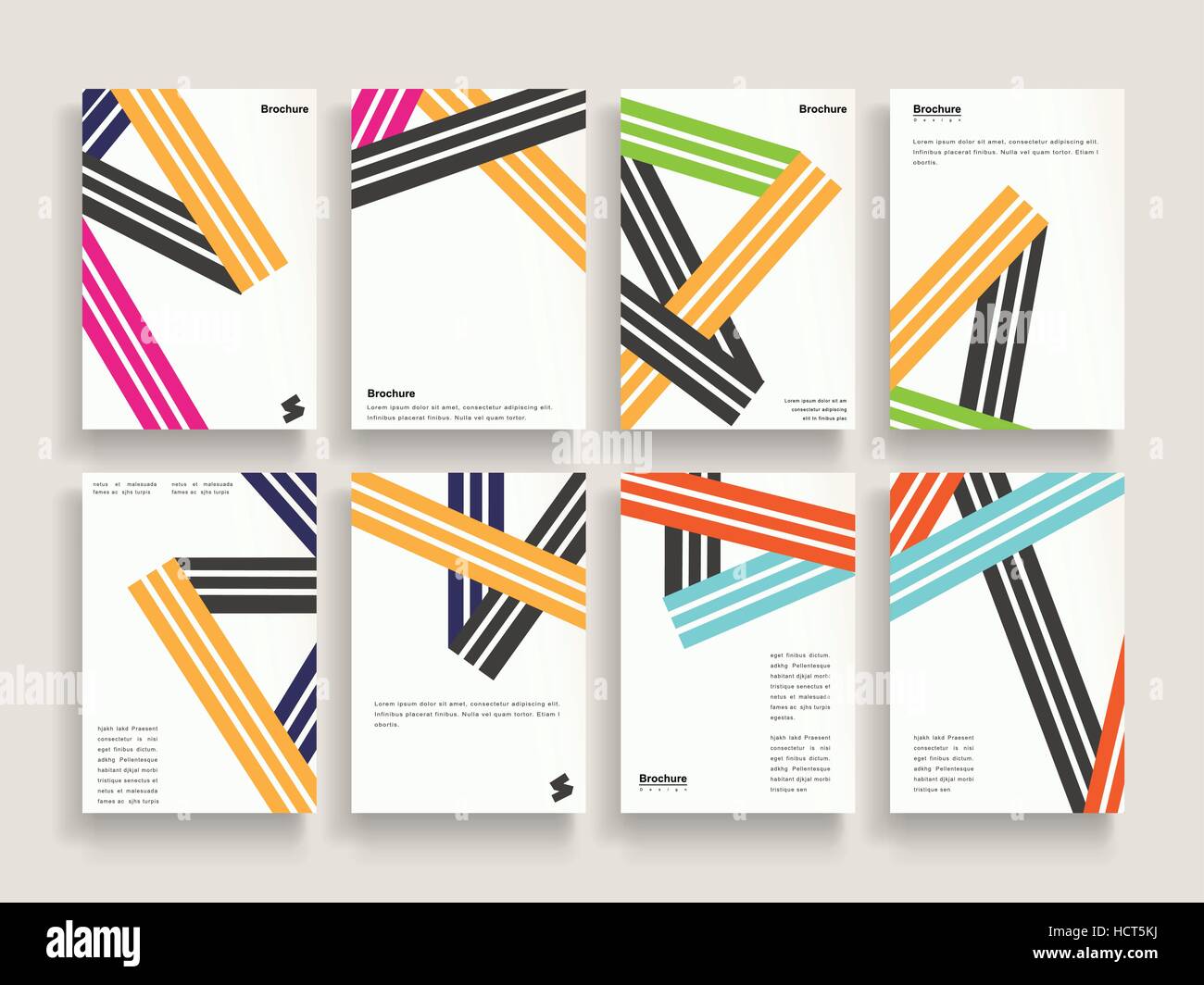 trendy brochure template design set with colorful stripe elements Stock ...