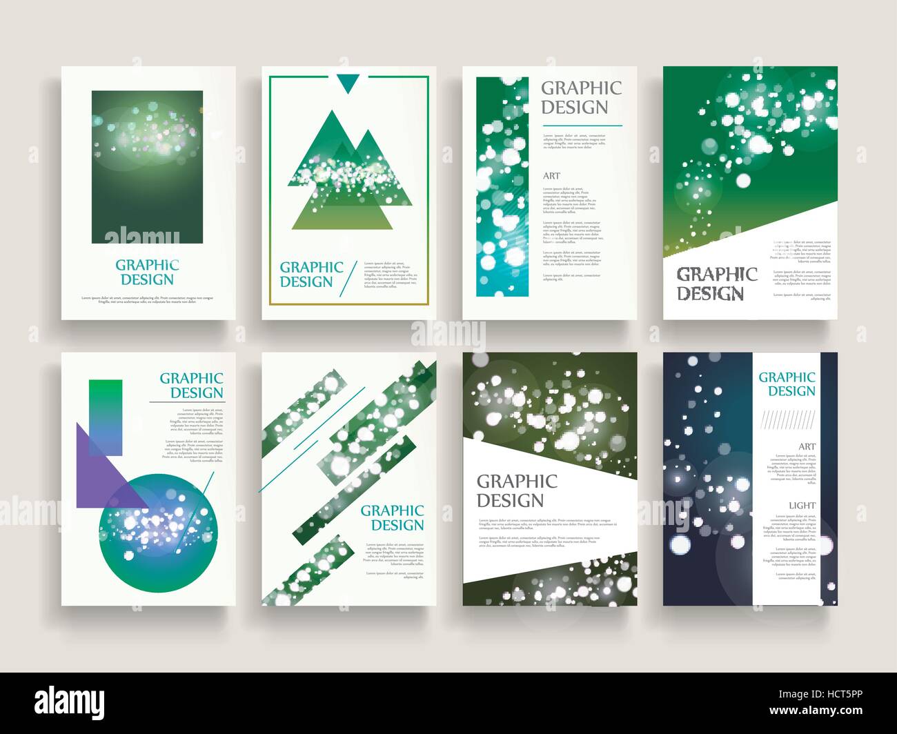 gorgeous brochure template design set with sparkling blurred background ...