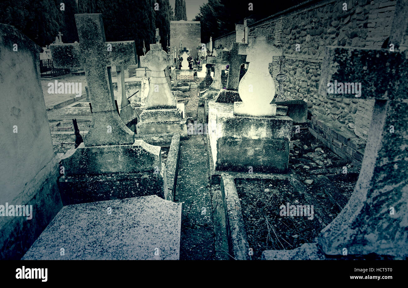 Ancient graves with crosses, detail of a Christian cemetery Stock Photo ...