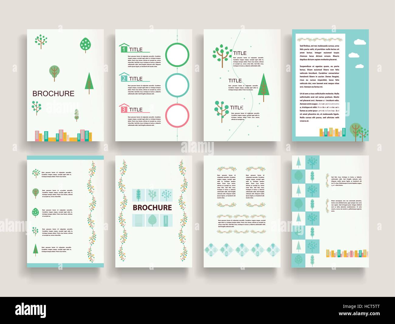 lovely brochure template design set with downtown scenery Stock Vector ...