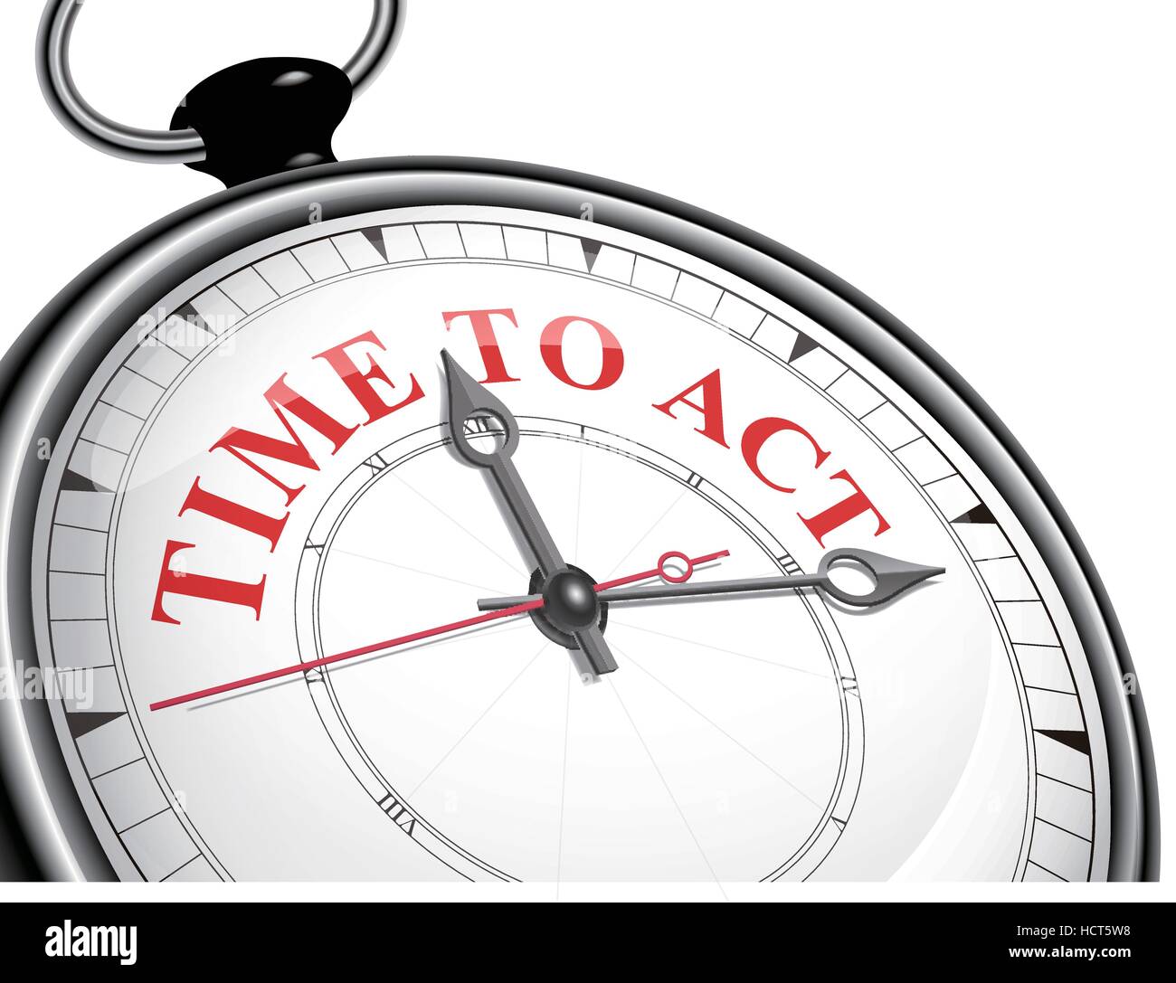 time to act concept clock isolated on white background Stock Vector ...