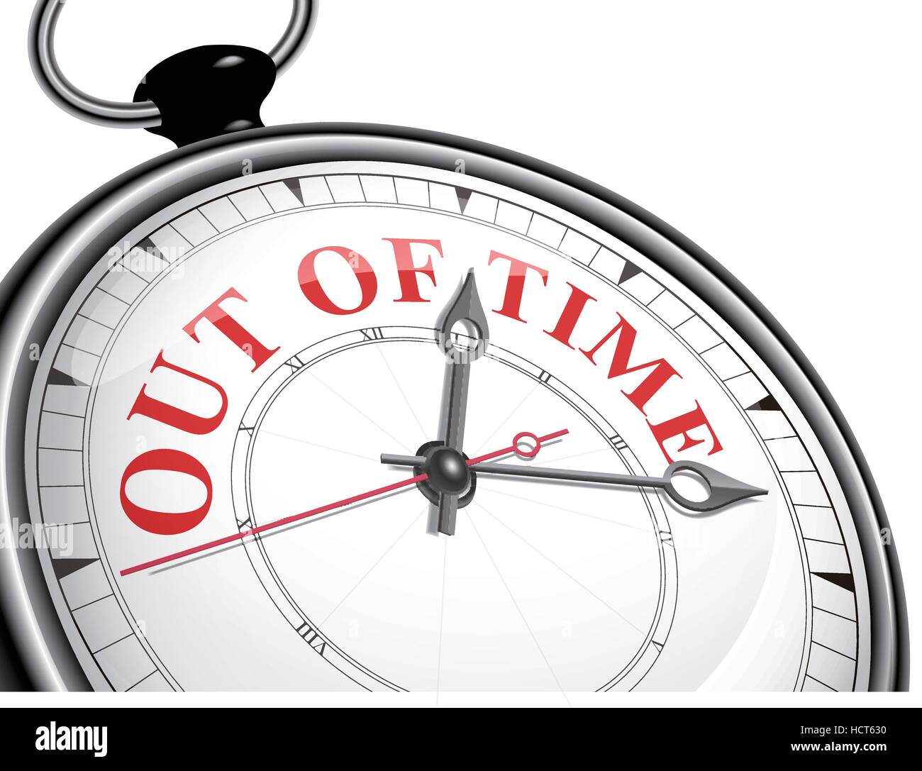 out of time concept clock isolated on white background Stock Vector ...