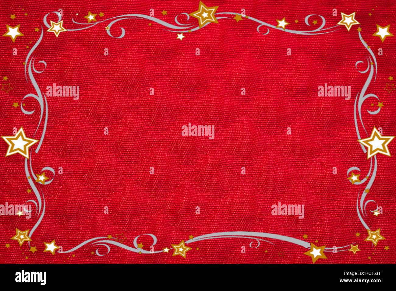 Rustic canvas fabric texture in red color with Christmas border Stock ...