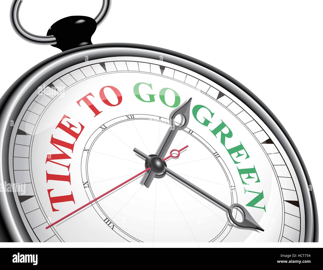 time to go green concept clock isolated on white background Stock ...