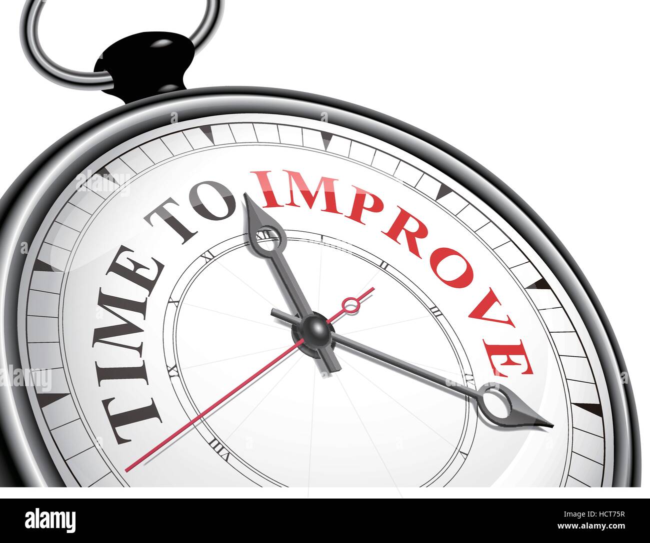 time to improve concept clock isolated on white background Stock Vector ...