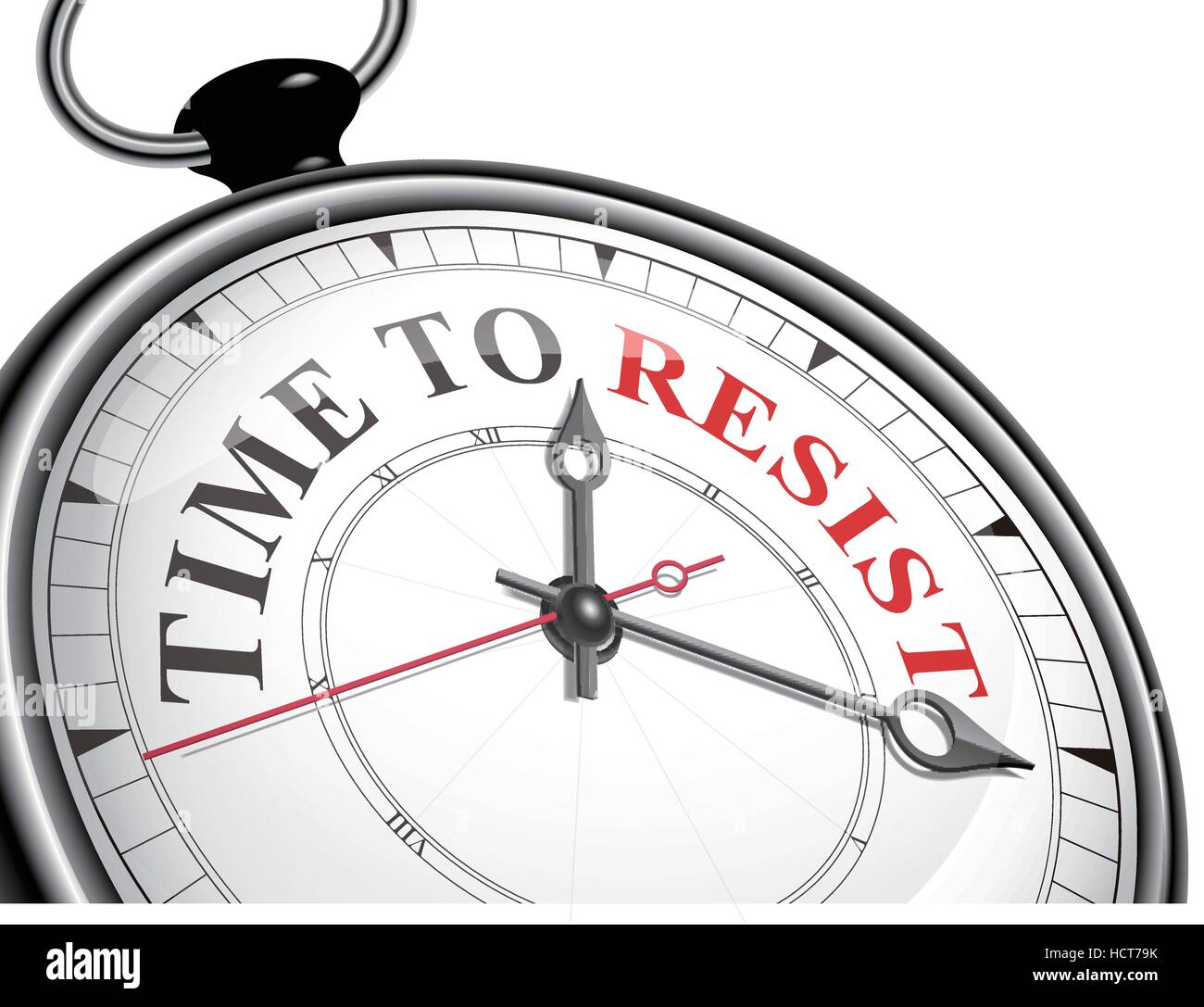 time to resist concept clock isolated on white background Stock Vector ...