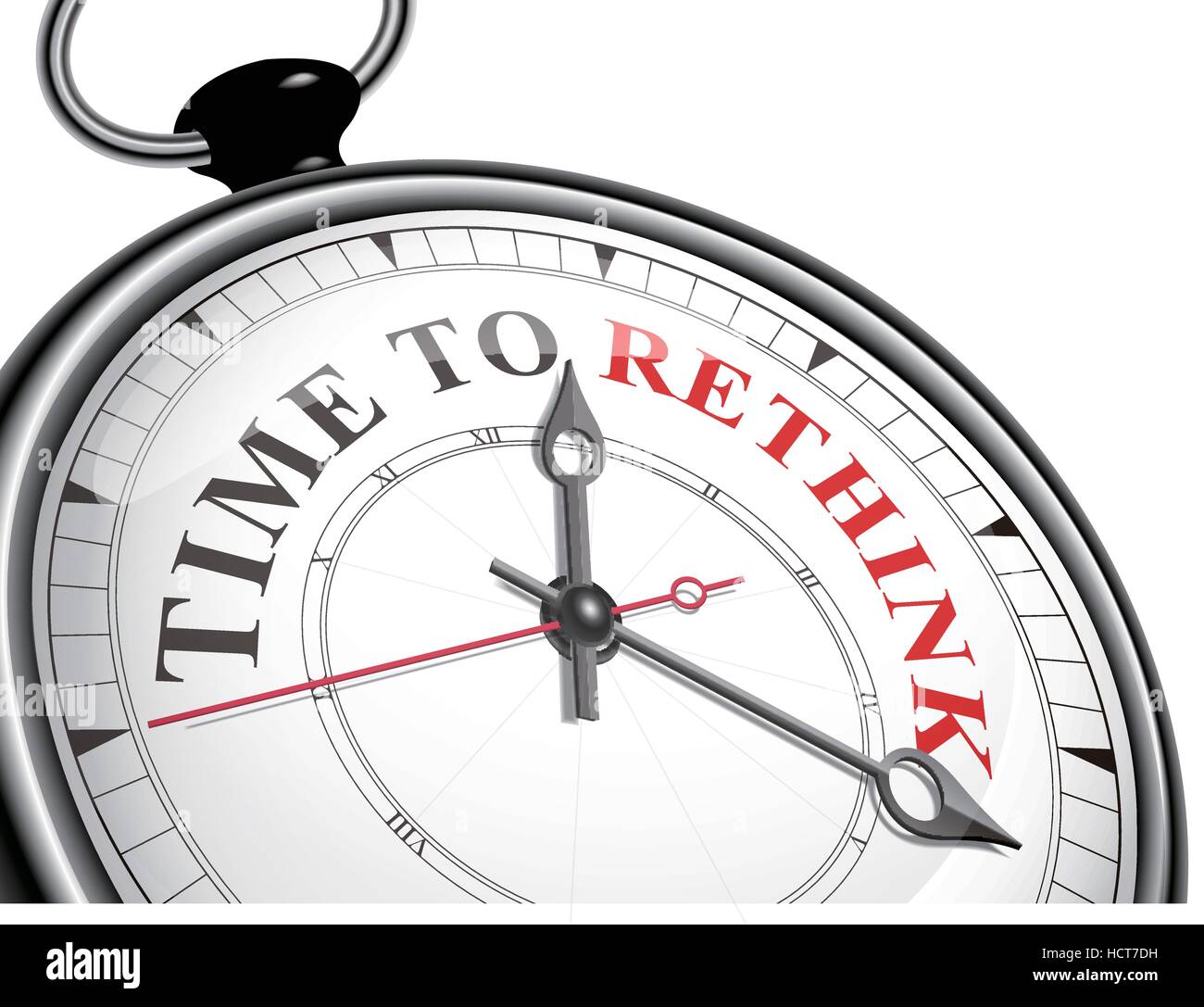 time to rethink concept clock isolated on white background Stock Vector ...