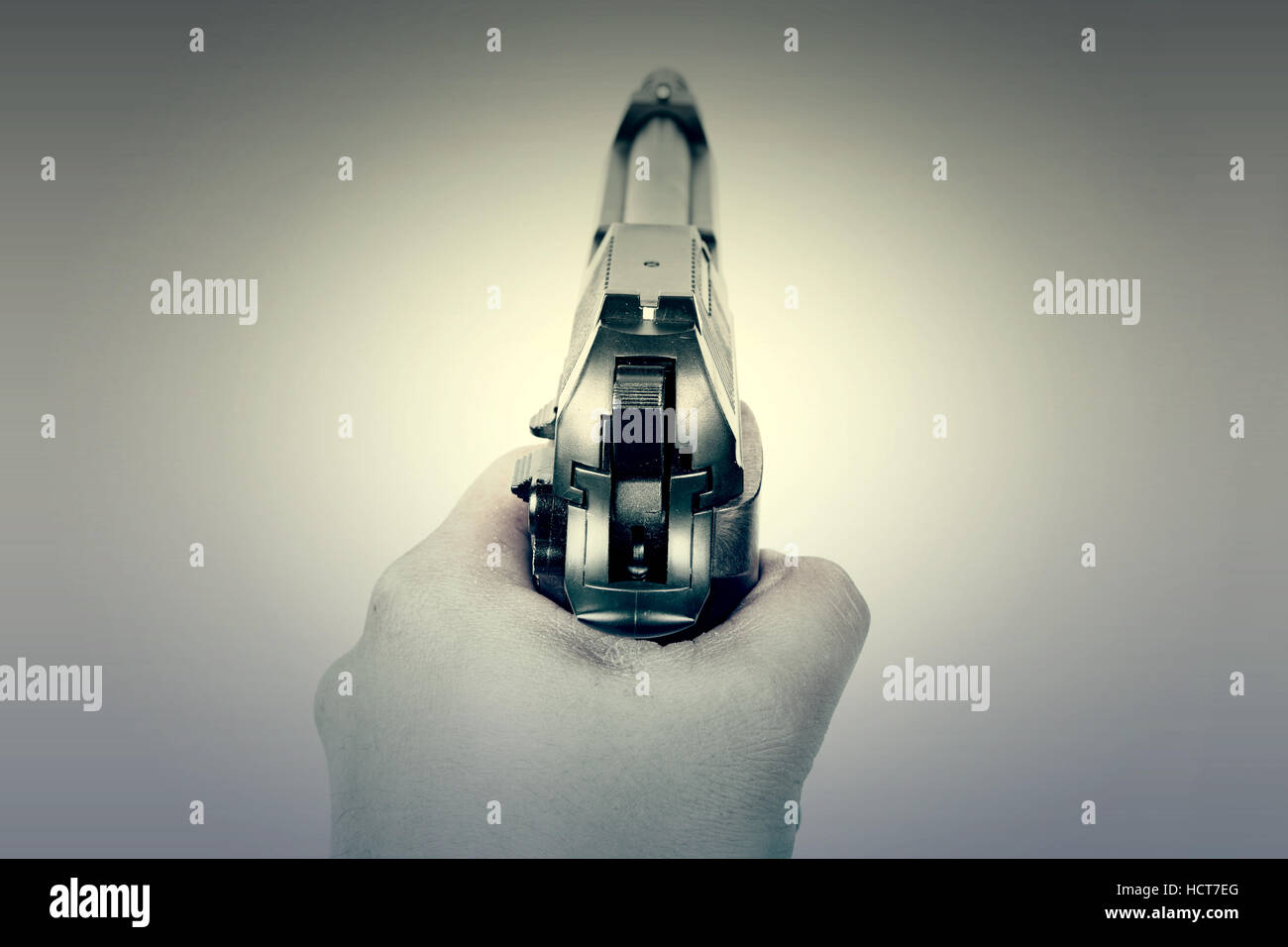 Pistol shooting, hand gun detail, shot Stock Photo - Alamy