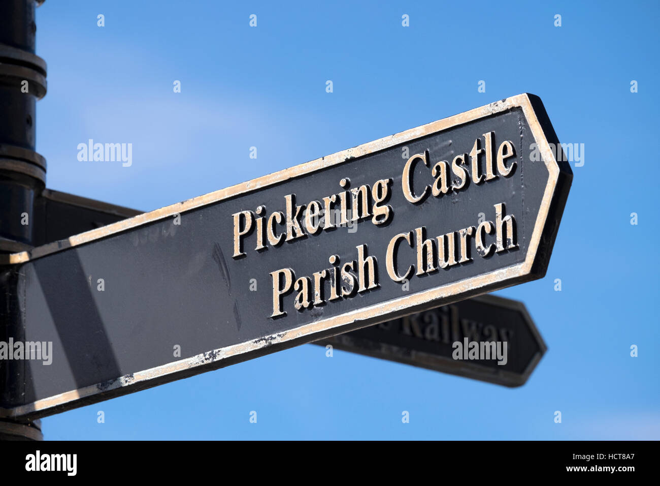 Pickering Castle Sign Stock Photo - Alamy