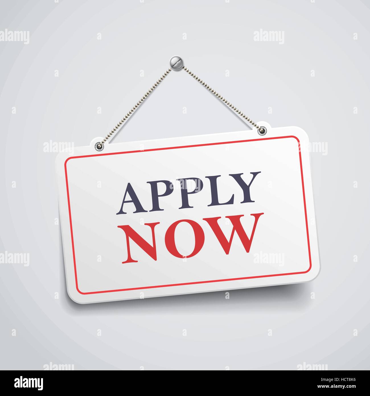 apply now hanging sign isolated on white wall Stock Vector Image & Art ...