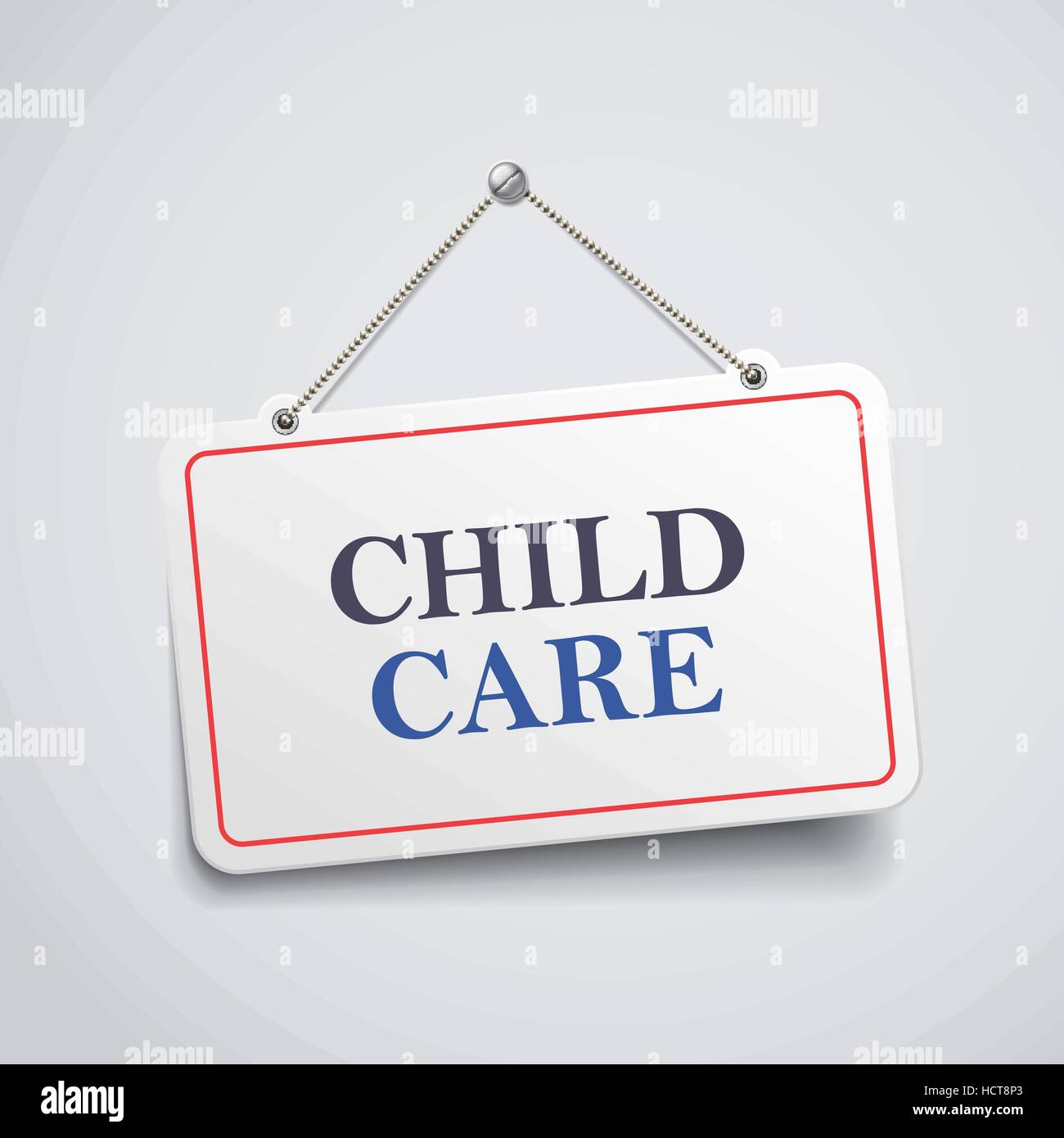 child care hanging sign isolated on white wall Stock Vector Image & Art ...