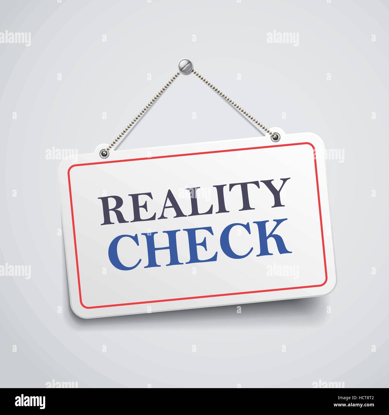 reality check hanging sign isolated on white wall Stock Vector Image ...