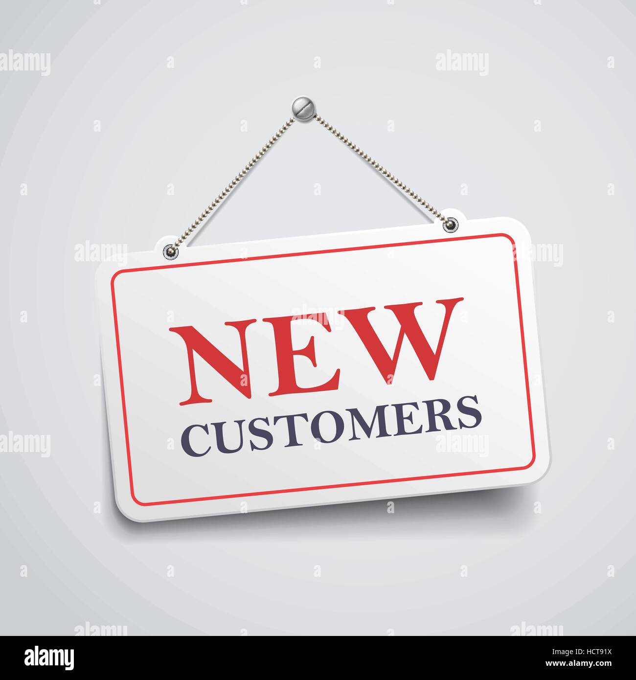new customers hanging sign isolated on white wall Stock Vector Image ...
