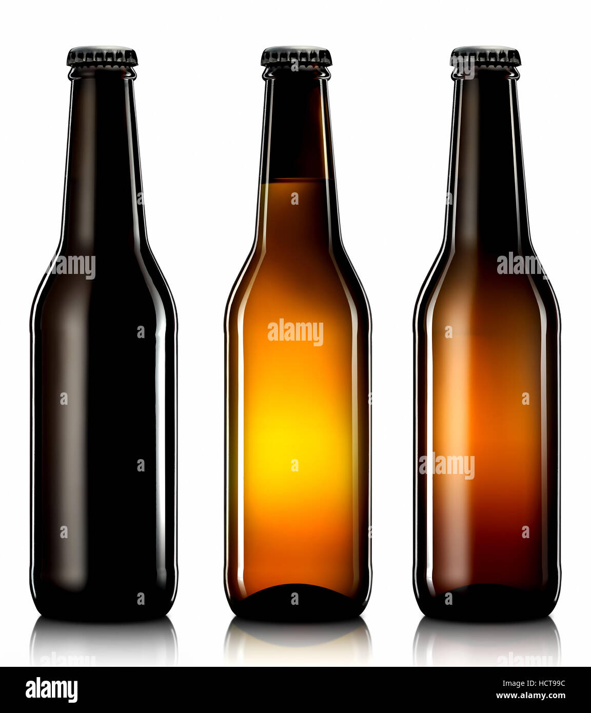 Set of beer bottles isolated Stock Photo - Alamy