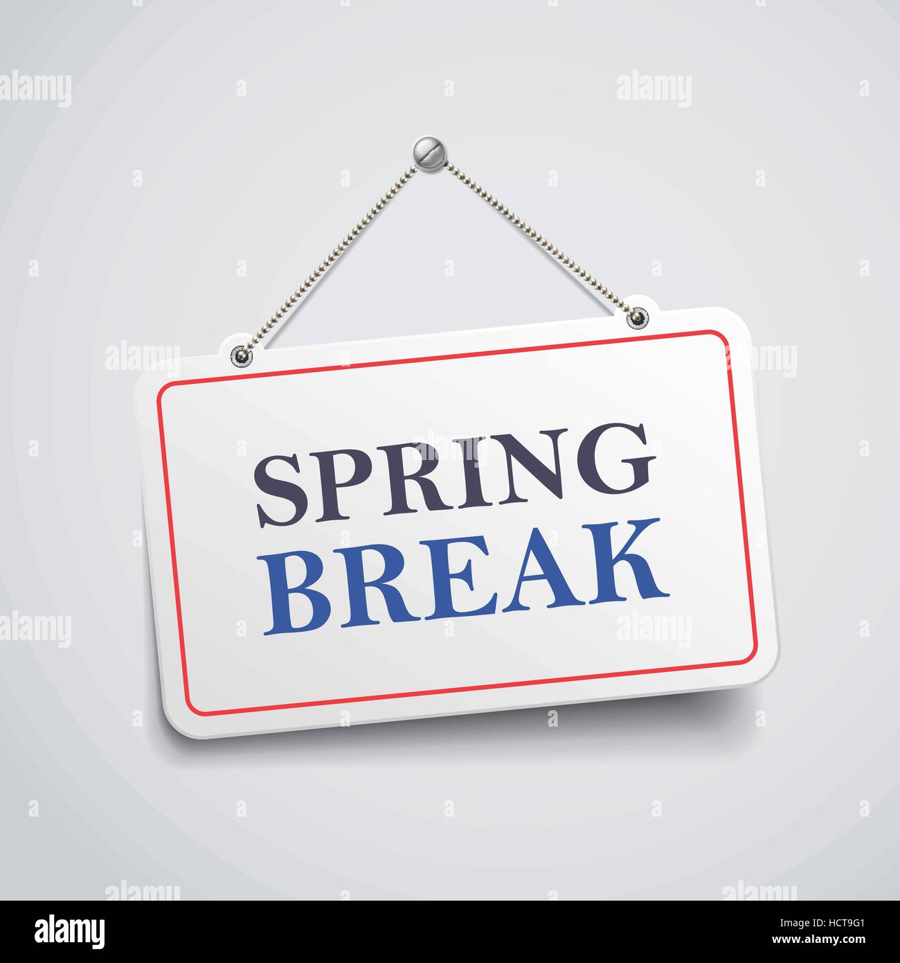 spring break hanging sign isolated on white wall Stock Vector Image ...