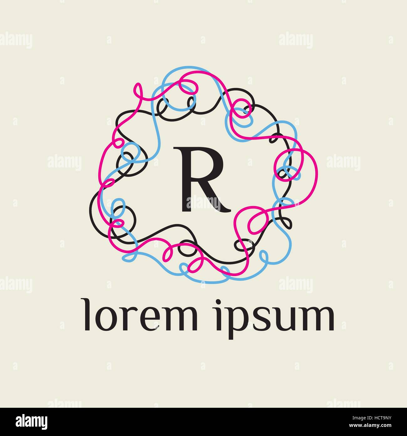 R business vector logo design. Initial letter brand identity (sign ...