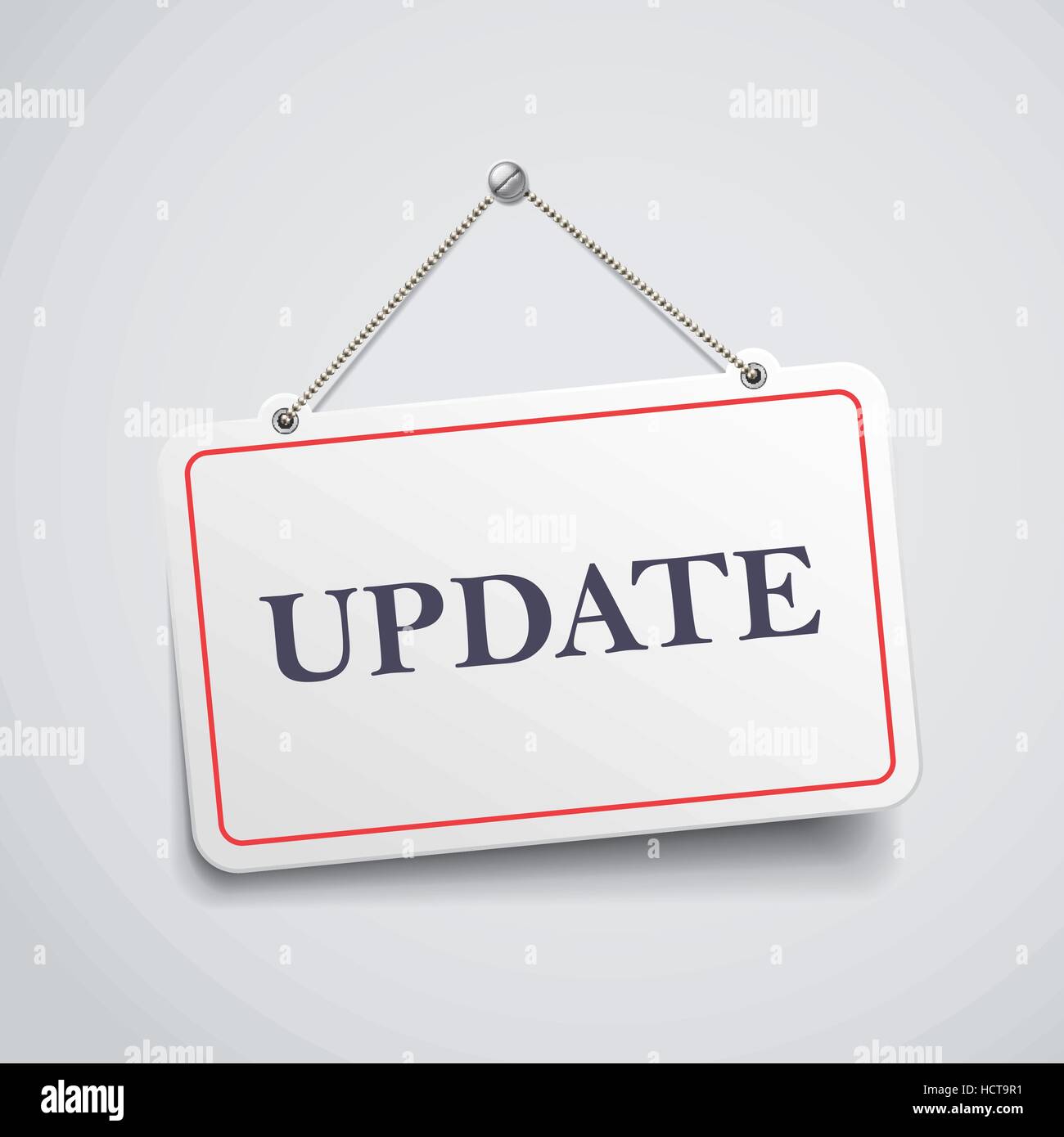 update hanging sign isolated on white wall Stock Vector Image & Art - Alamy