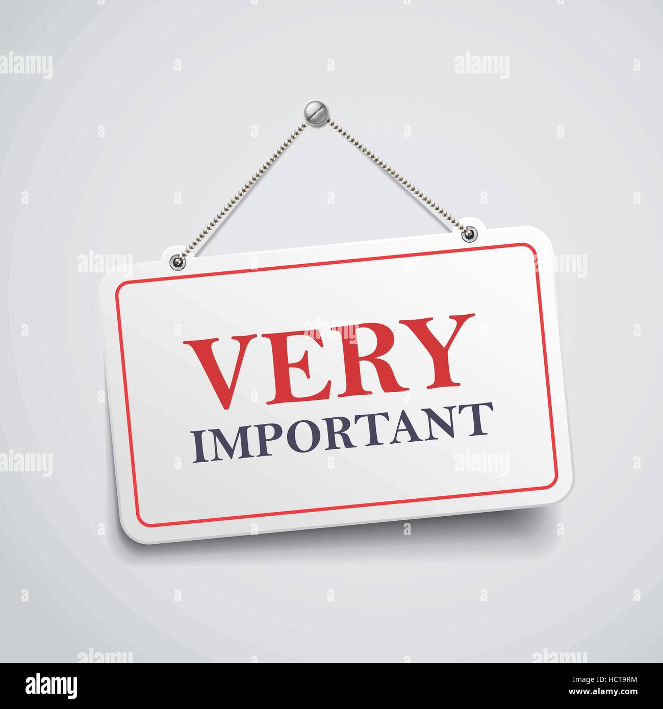 very important hanging sign isolated on white wall Stock Vector Image ...