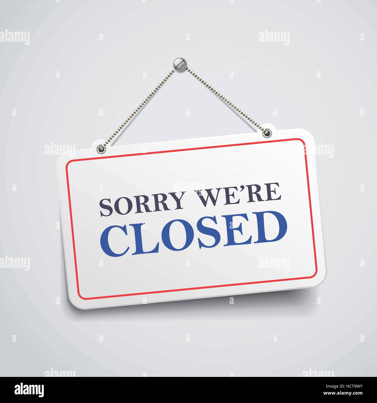 sorry we are closed hanging sign isolated on white wall Stock Vector ...