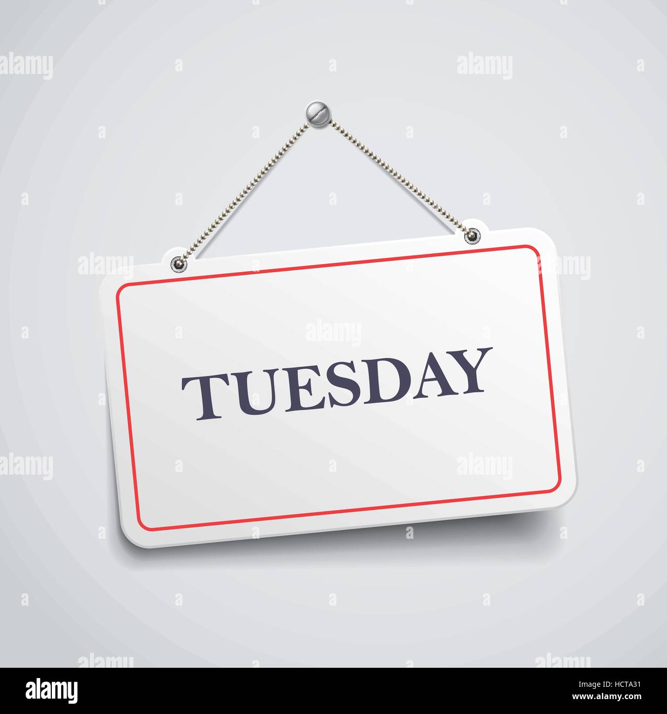 Tuesday hanging sign isolated on white wall Stock Vector Image & Art ...