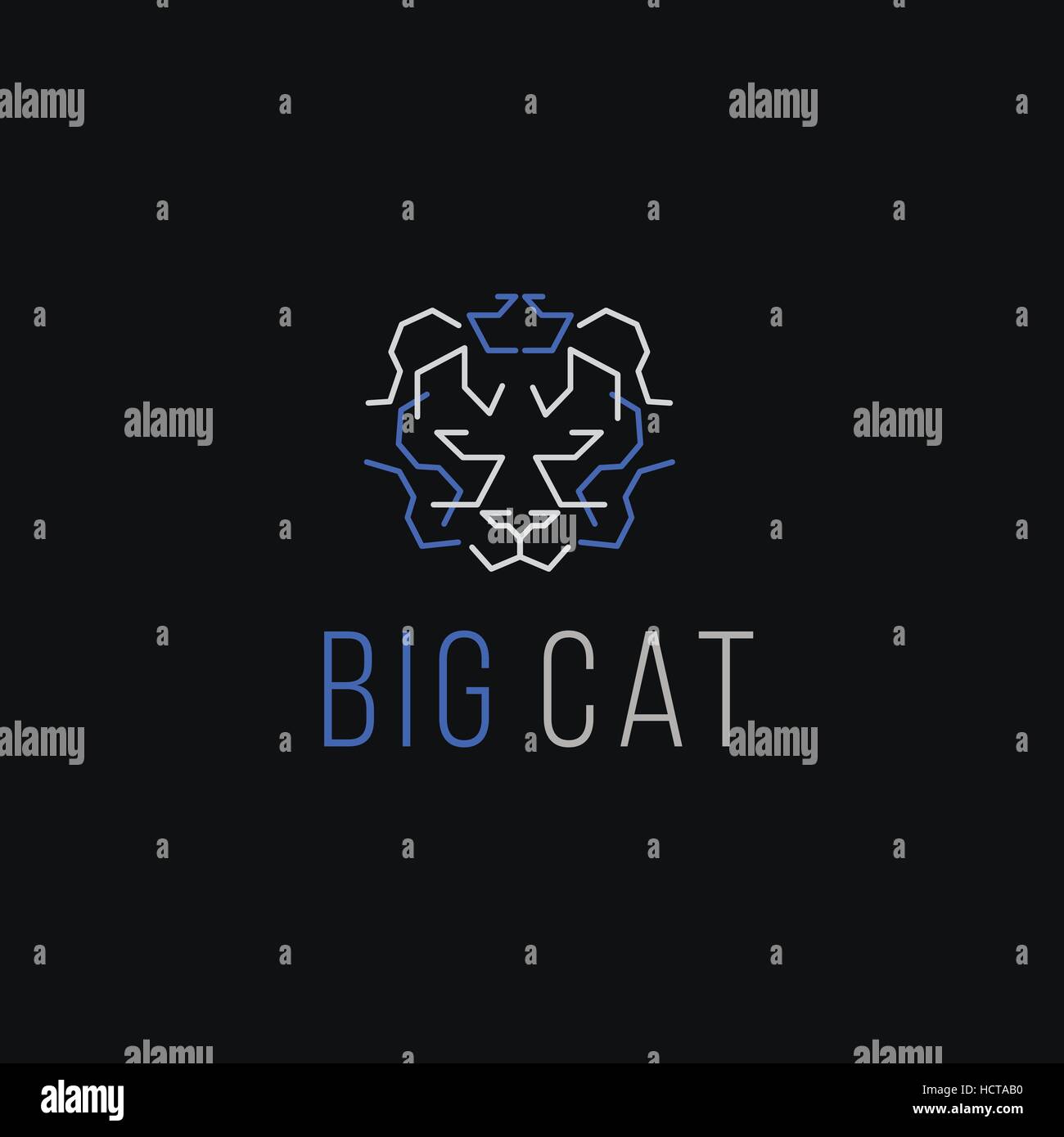 Big cat vector logo. Tiger logo. Linear emblem of tiger Stock Vector ...