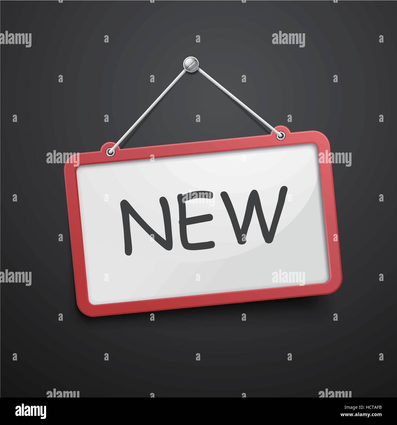 new hanging sign isolated on black wall Stock Vector Image & Art - Alamy