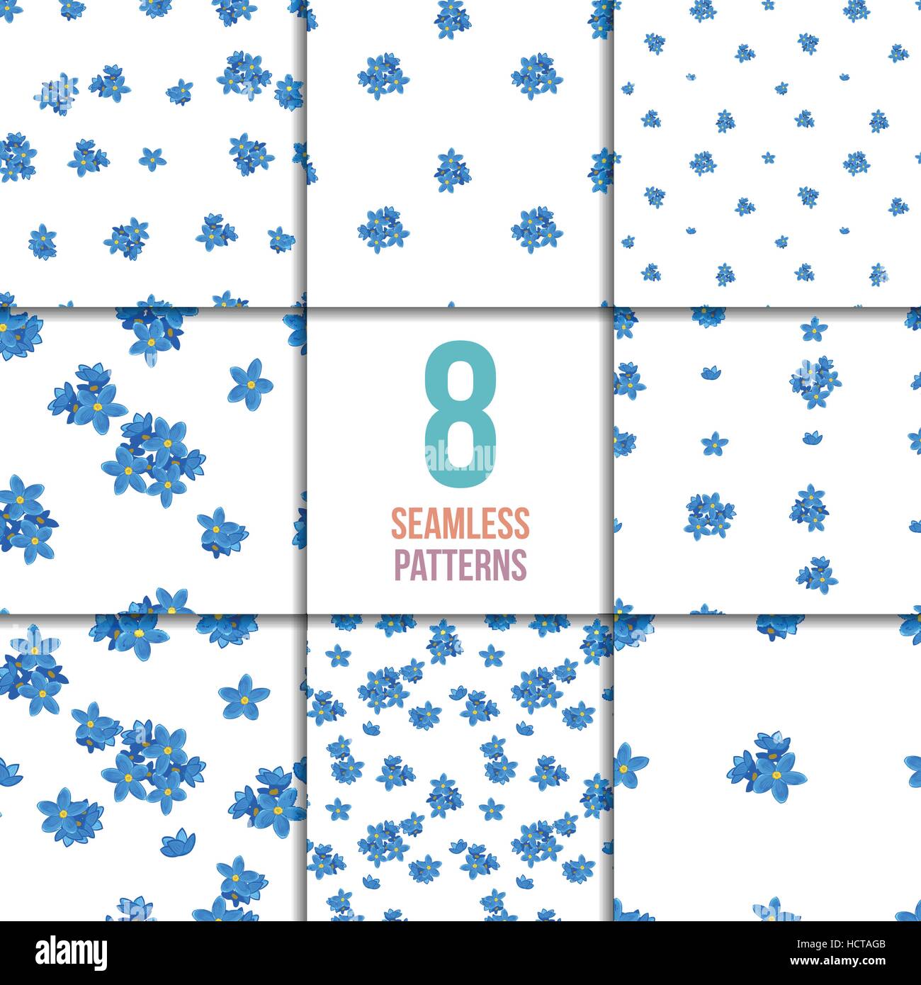 Seamless forget-me-not pattern set Stock Vector Image & Art - Alamy