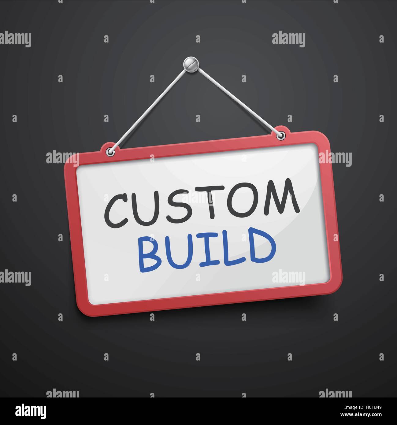 custom build hanging sign isolated on black wall Stock Vector Image ...