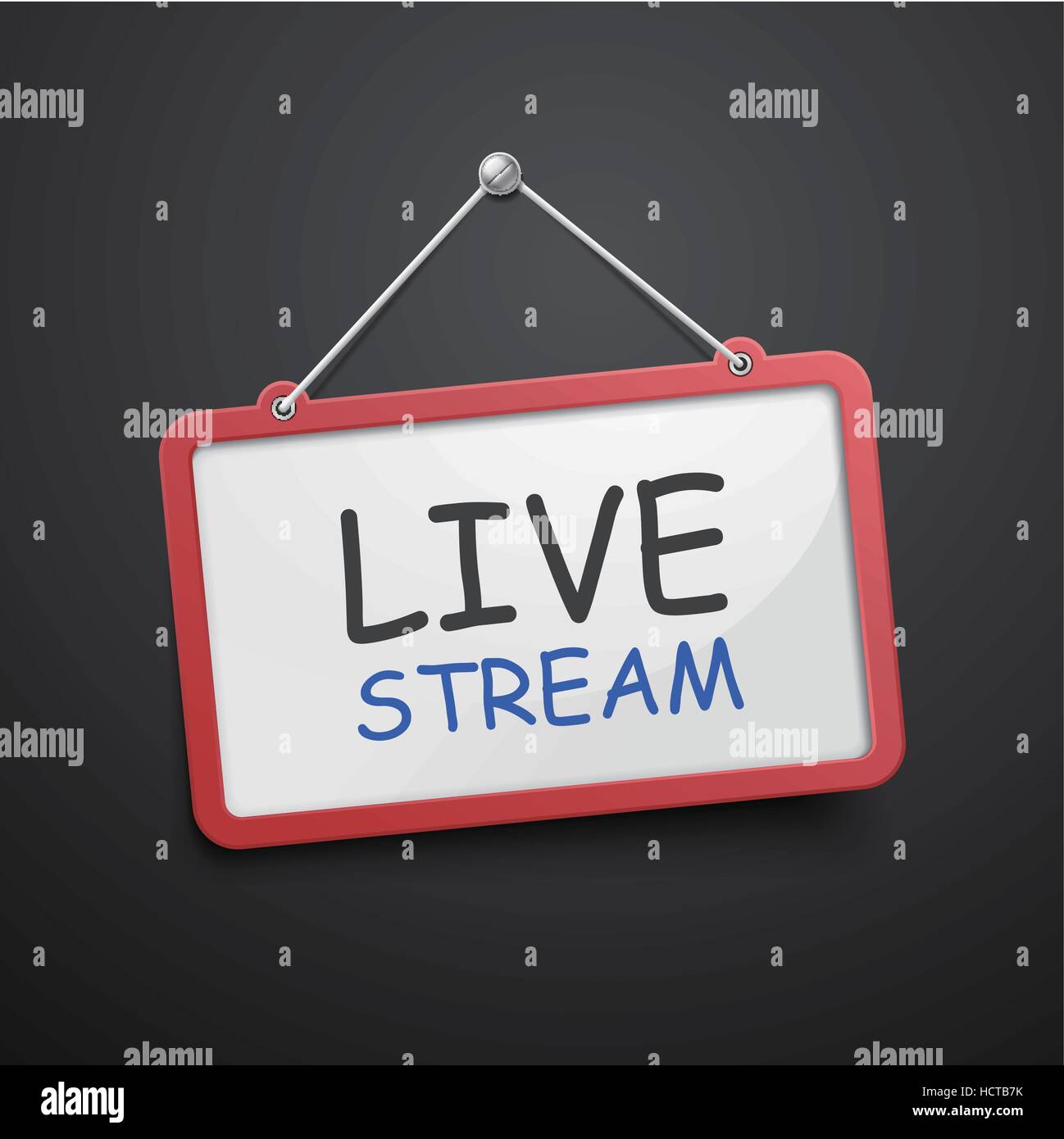 live stream hanging sign isolated on black wall Stock Vector Image ...