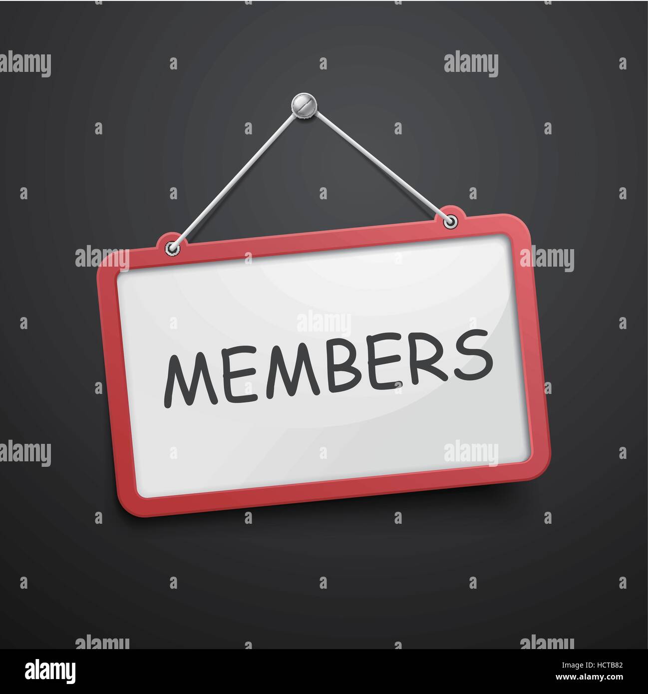 members hanging sign isolated on black wall Stock Vector Image & Art ...