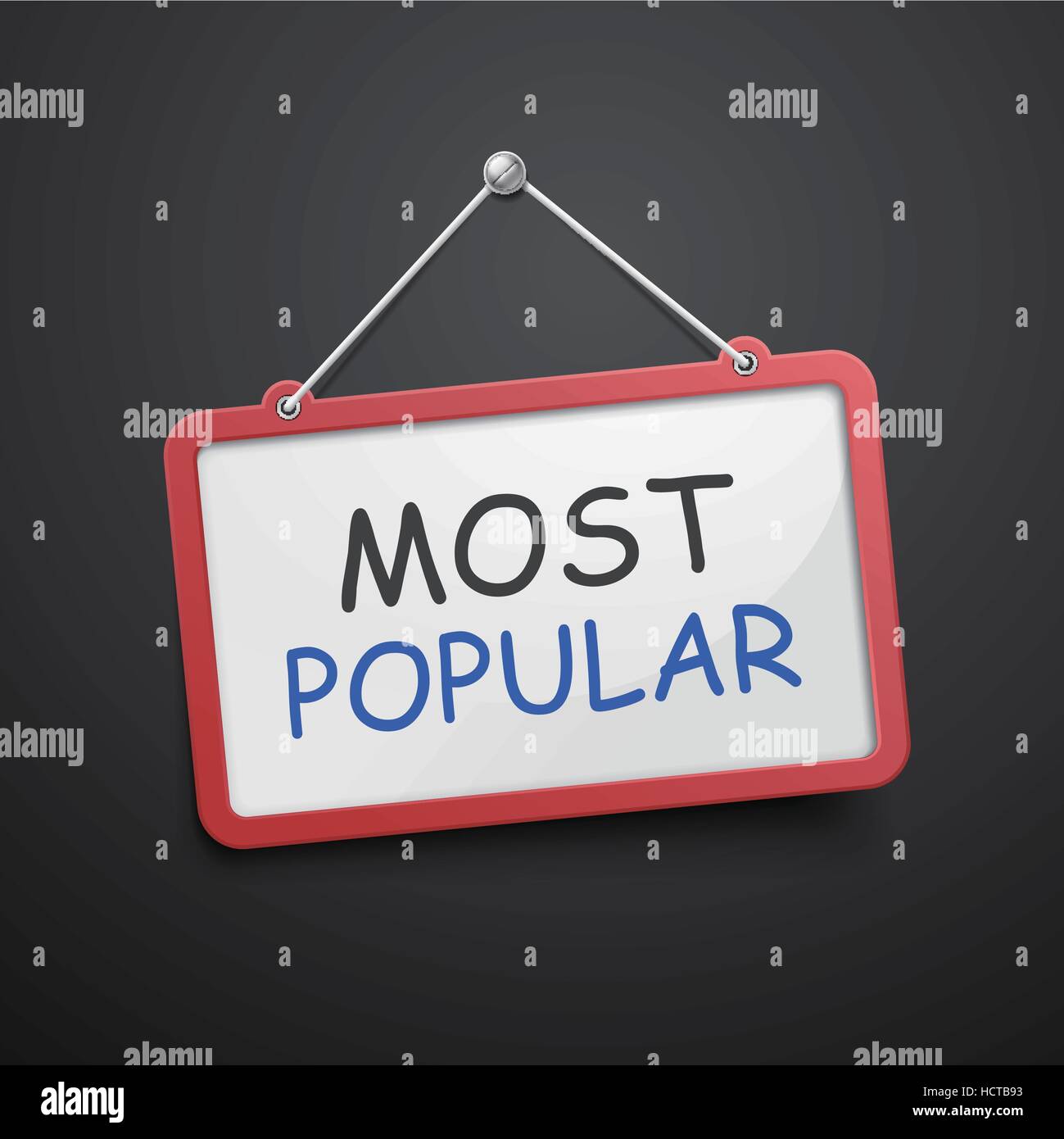 most popular hanging sign isolated on black wall Stock Vector Image ...