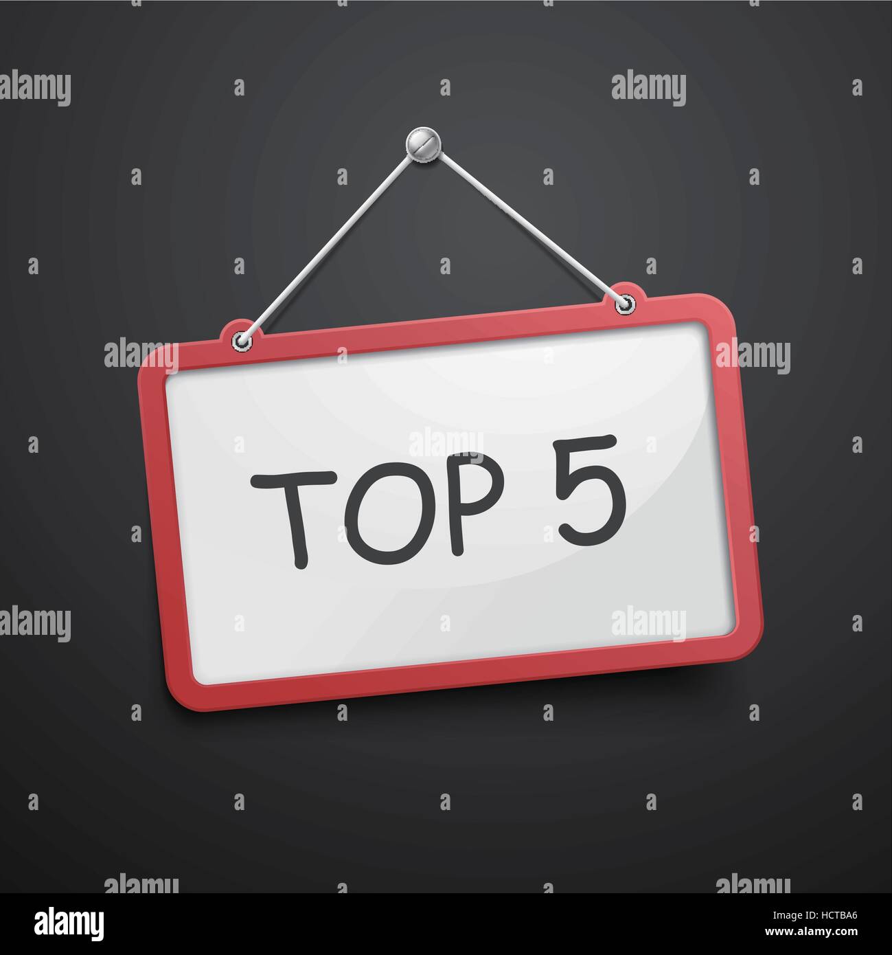 top 5 hanging sign isolated on black wall Stock Vector Image & Art - Alamy